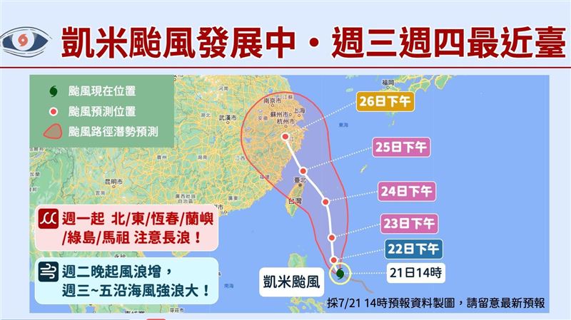 凱米颱風暴風圈侵襲北部機率超過90%！10天天氣一次看 | 生活 | 三立新聞網 SETN.COM