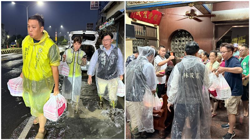 涉水親送便當至700受災戶！郭國文、林俊憲雨中送暖感動災民 | 政治 | 三立新聞網 SETN.COM