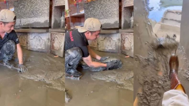 光復鄉淤泥嚴重！他救災5天改用「省力清理法」腳踢泥巴塊 140萬人驚呆 | 生活 | 三立新聞網 SETN.COM